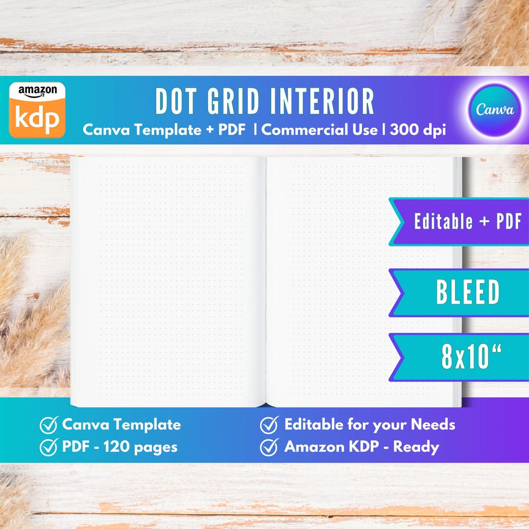 CANVA Editable KDP Interior - Dot Grid Pages | 8x10" | 120 Pages ...