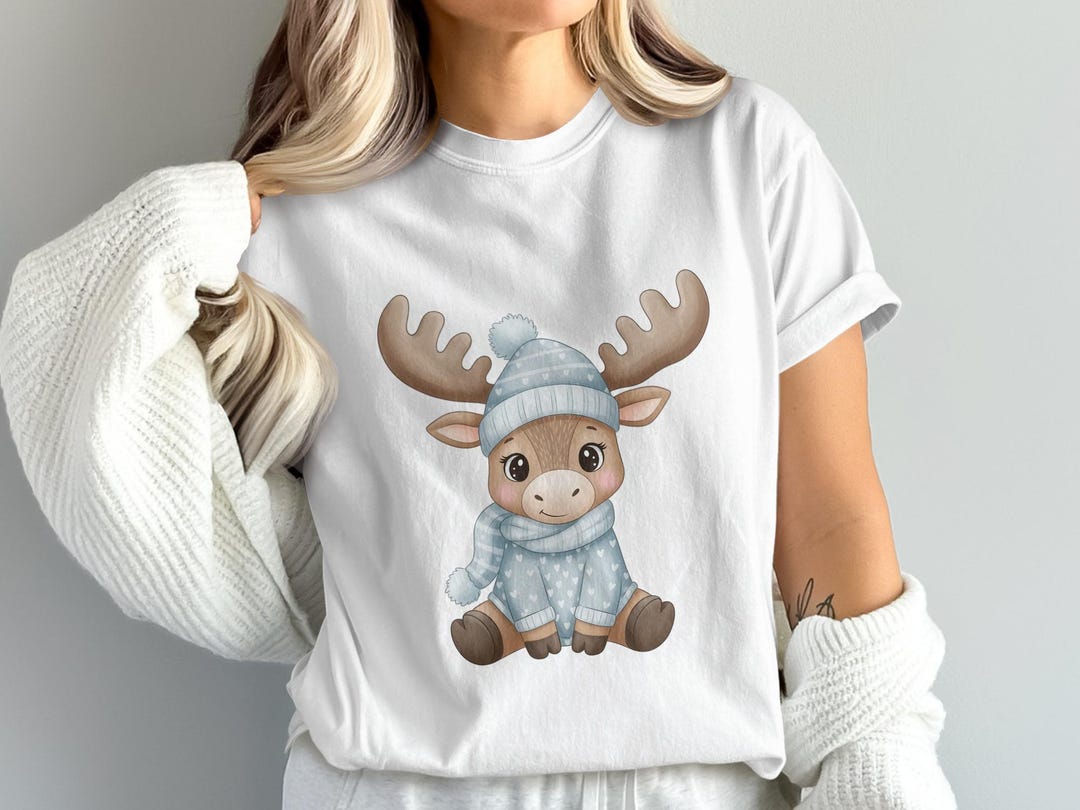 Baby Moose Clipart, Cute Animal Clipart, Baby Nursery Clipart, Winter ...