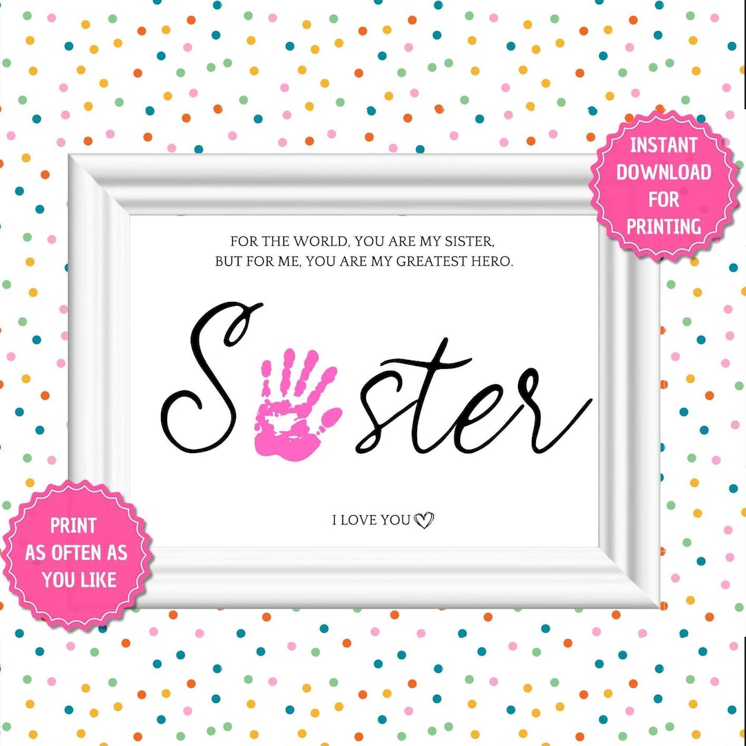 DIY Handprint Gift for Sister | Personalized DIY Template for Printing ...