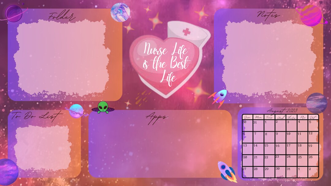 Desktop Organizer editable File August 2023-editable Pink Galaxy Theme ...