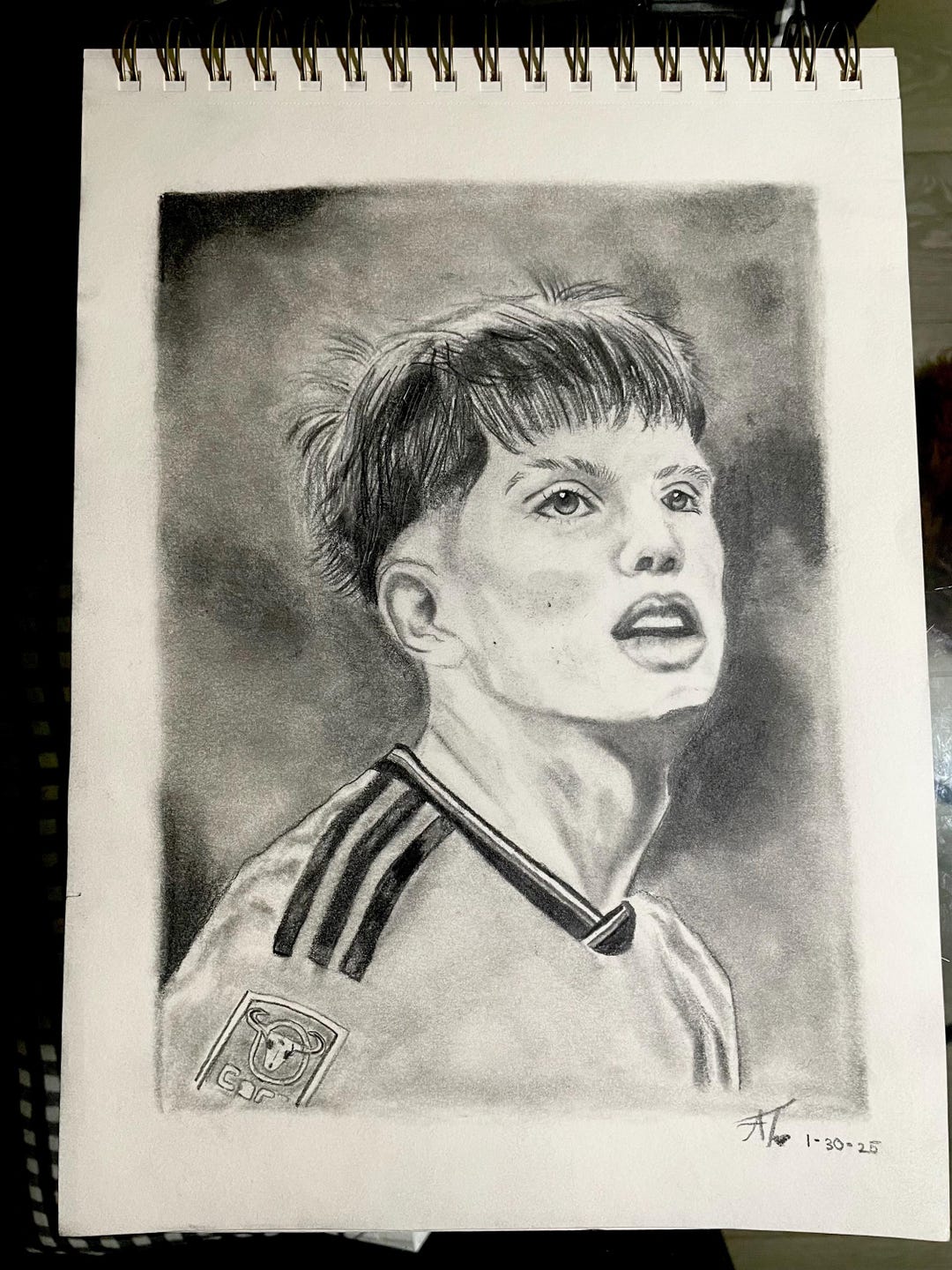 Original Alejandro Garnacho Art Portrait, Charcoal Drawing, Art Print ...