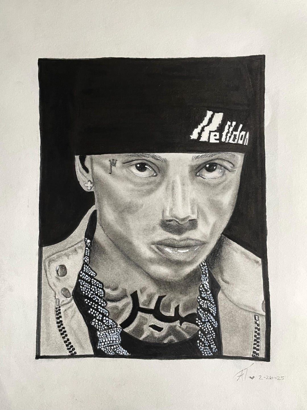 Original Central Cee Art Portrait, Charcoal Drawing, Art Print, Wall ...