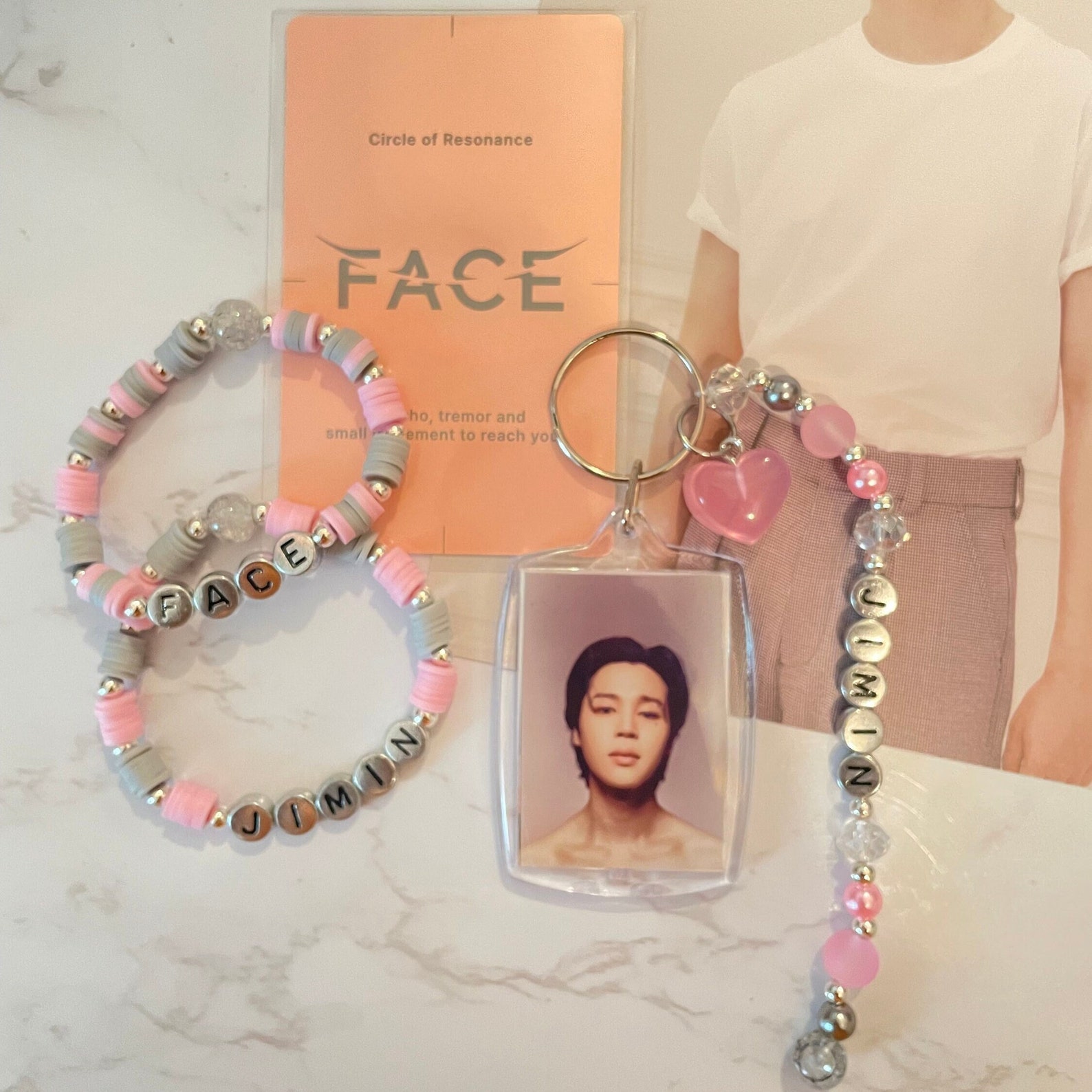 BTS Jimin Bias Bracelet & Keychain Set, FACE Album, Park Jimin, BTS ...