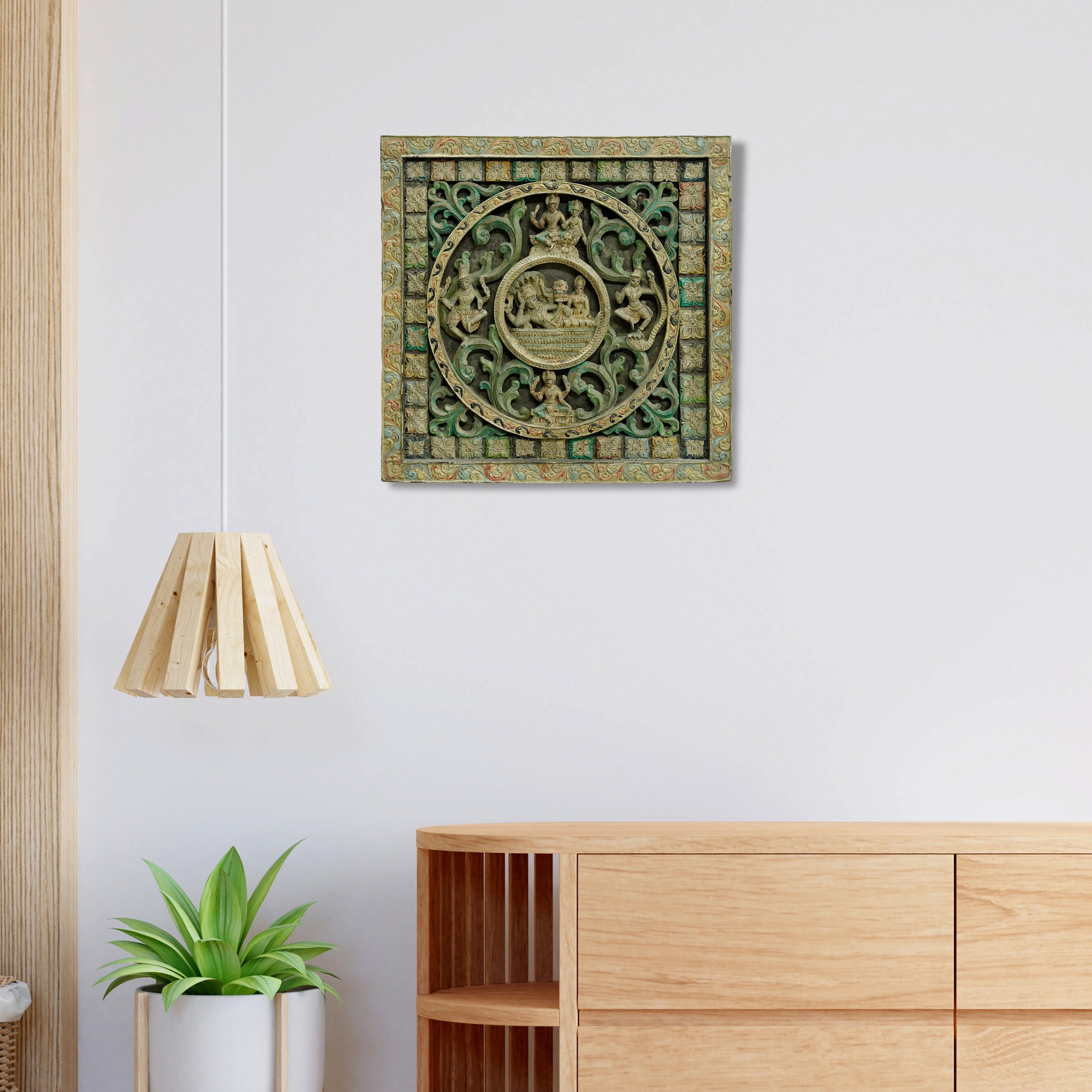 24.5 X 24.5 Inches Handmade Wood Panel Intricately Carved Vintage Wall ...