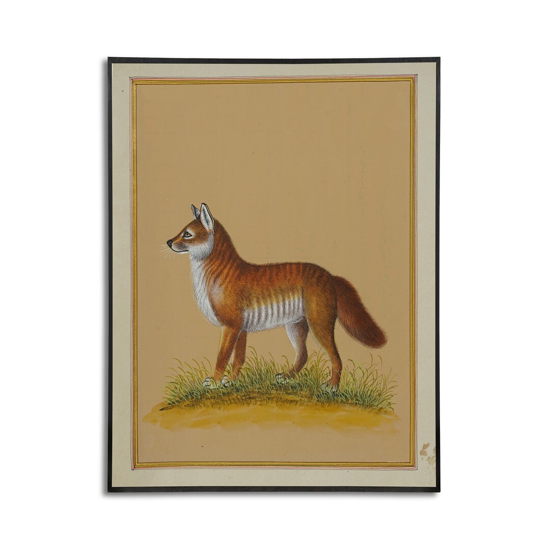 Handmade Miniature Painting Red Fox Wildlife Animal Hand-painted Art ...