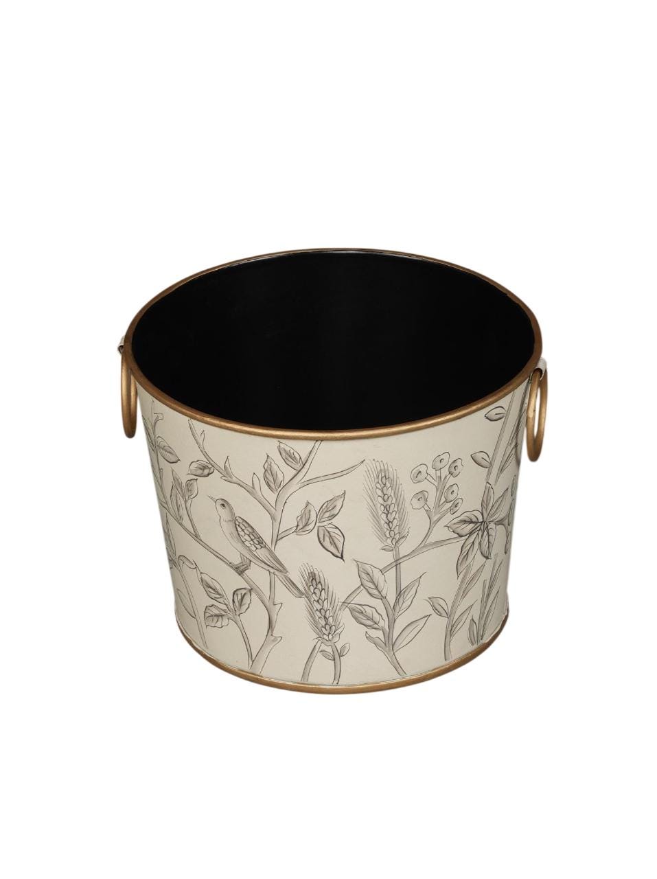 Hand-painted Botanical Metal Waste Bin Basket | Vintage Floral Design ...