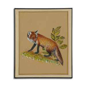 Handmade Miniature Painting Red Fox Wildlife Animal Hand-painted Art ...
