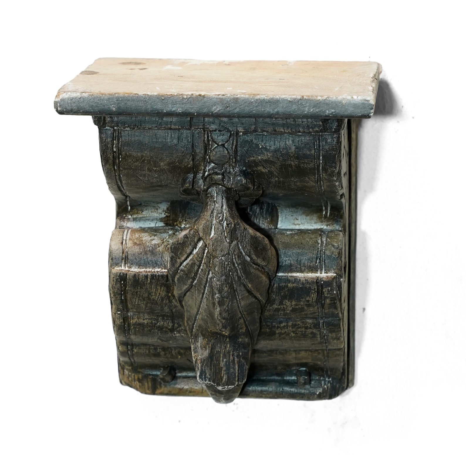 Vintage Leaf Carved Wood Corbels Indian Handmade Wooden Wall Bracket ...