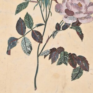 Stone Inlaid Marble Handmade Botanical Wall Art Rectangle Floral Rose ...
