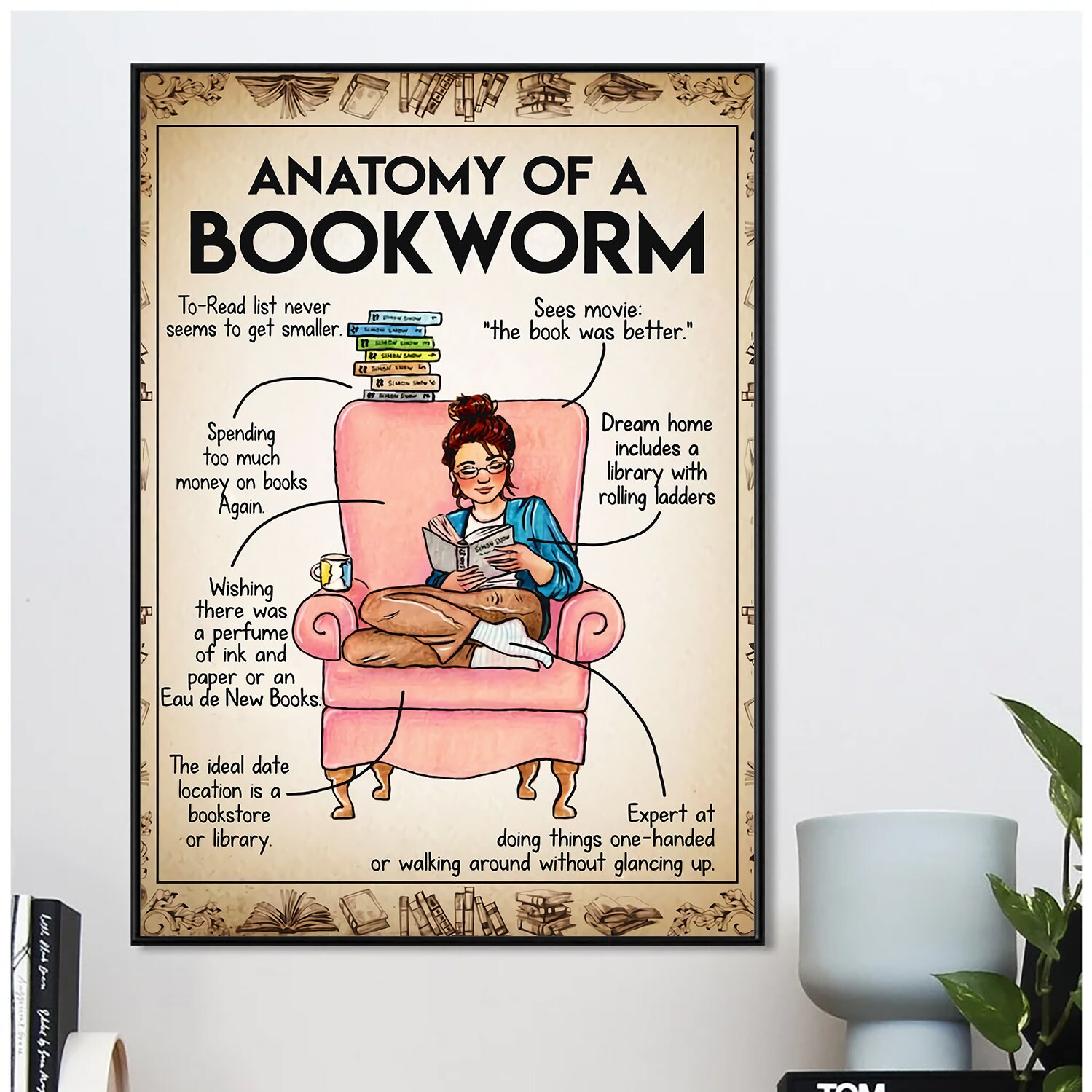 Anatomy of A Bookworm Poster Book Poster Bookish Gifts - Etsy