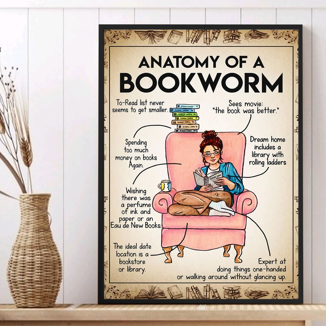 Anatomy of A Bookworm Poster Book Poster Bookish Gifts - Etsy