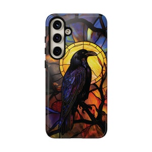 Raven Phone Case Black Bird Cover Faux Stained Glass Esoteric Gift for ...