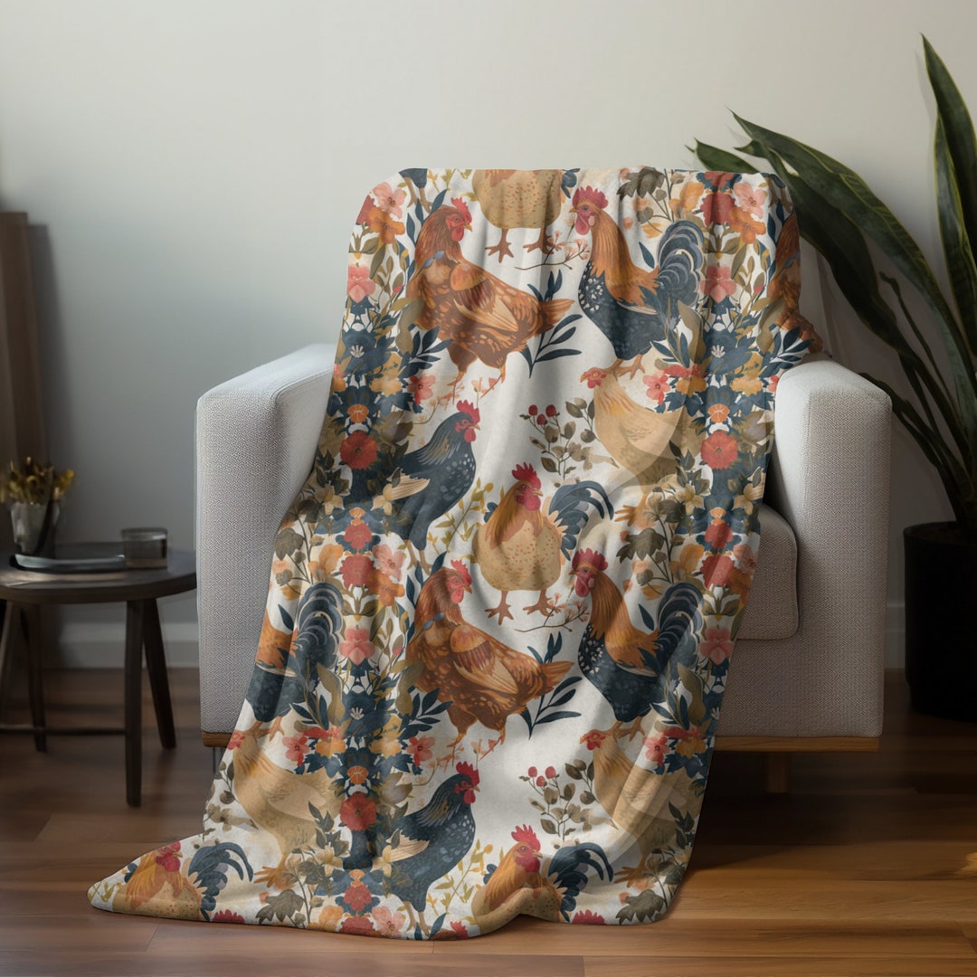 Chicken Lady Throw Blanket, Cute Chicken Farmhouse Decor, Chicken Mama ...