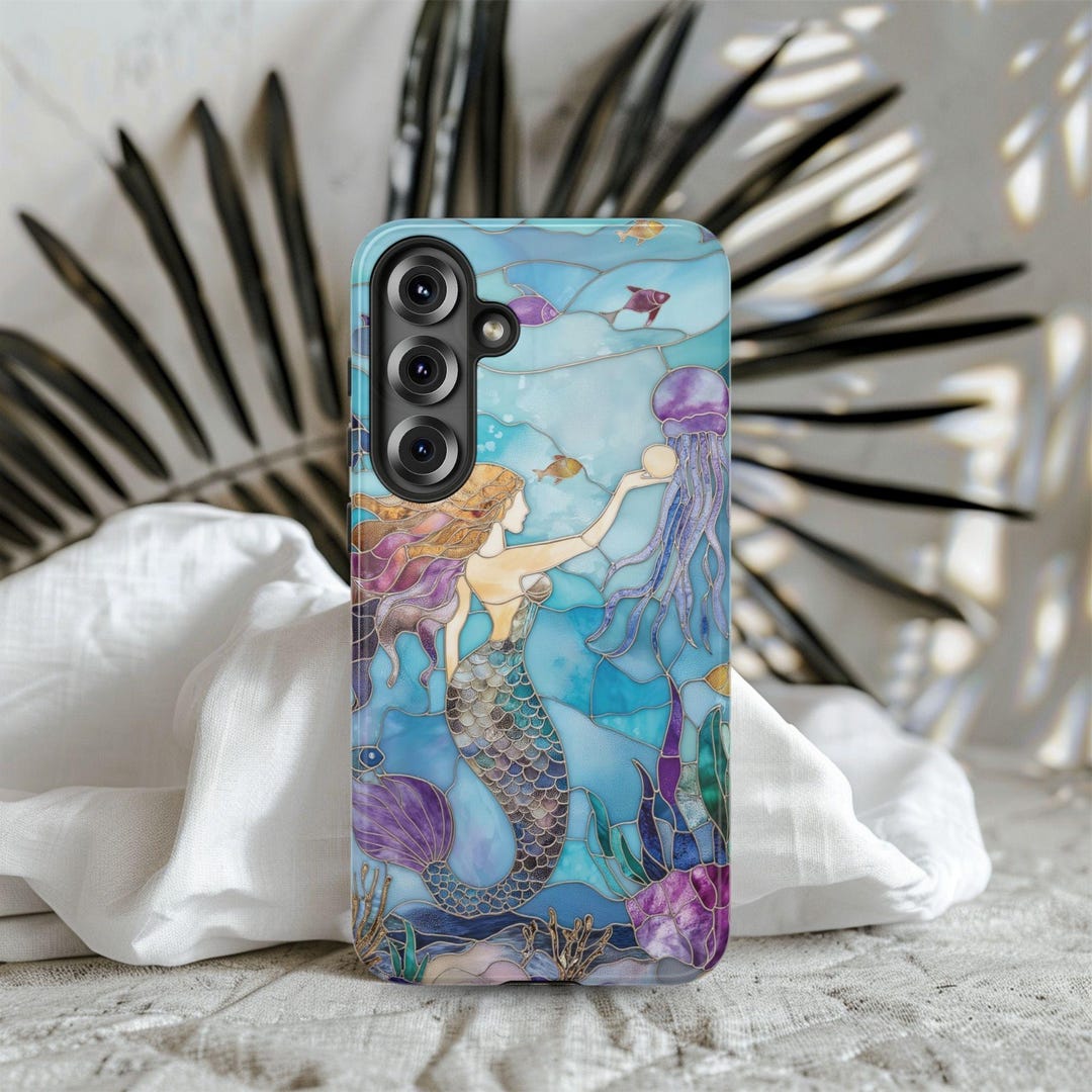 Mermaid Faux Stained Glass Mosaic Phone Case Siren of the Sea Witch ...
