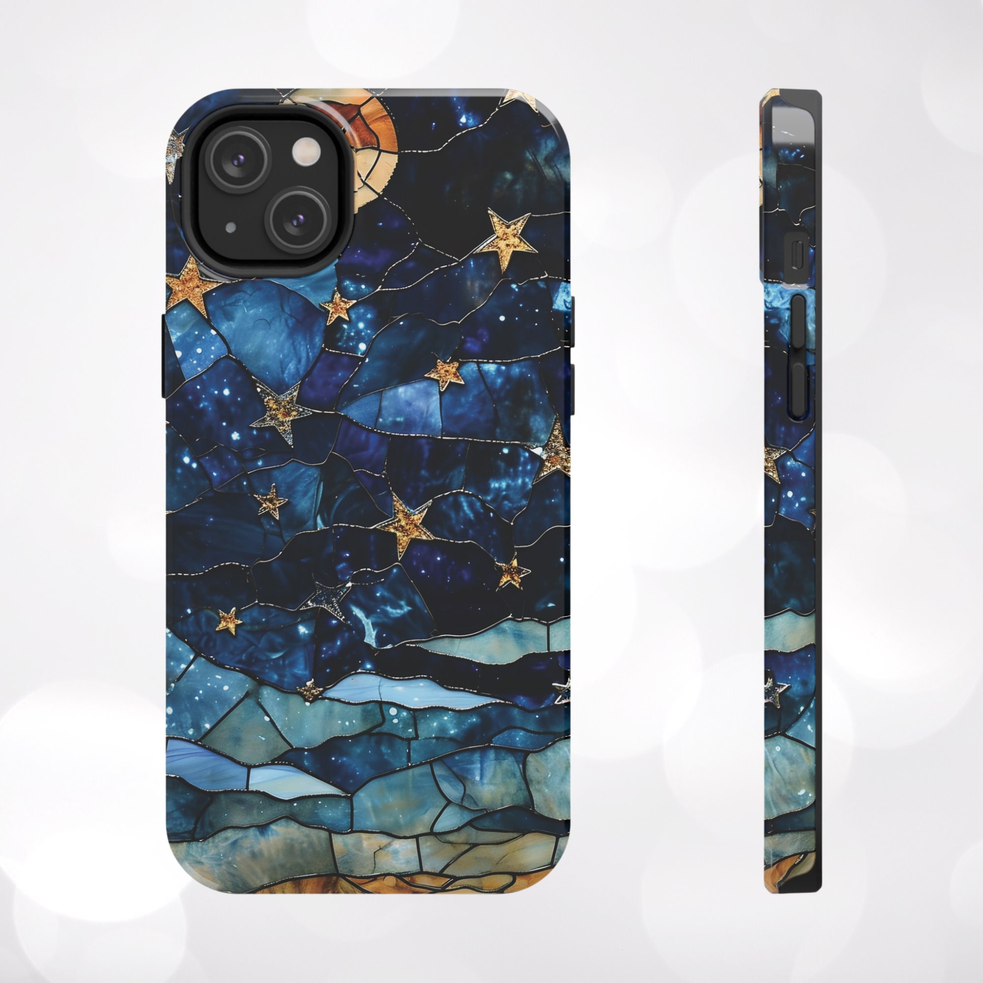 Stars Phone Case Faux Stained Glass, Starry Night Cover, iPhone 11 12 ...