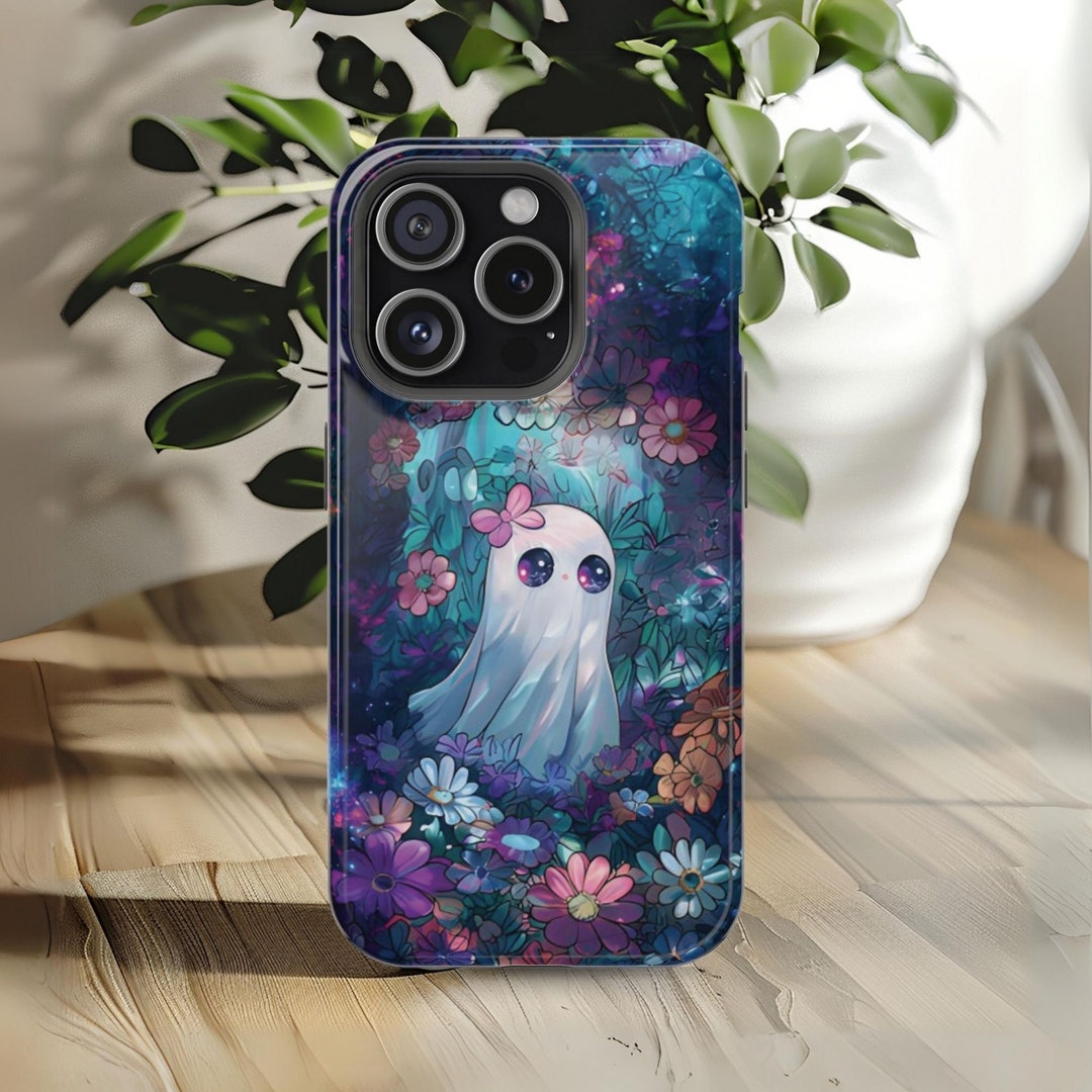 Ghost Phone Case Pink Bows Magsafe Compatible Spooky Floral Coquette ...