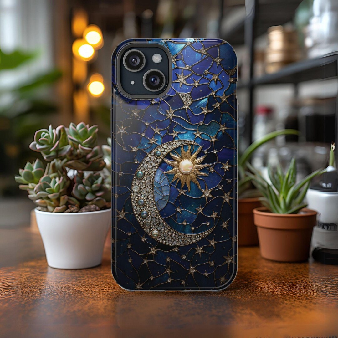 Starry Night Sky Phone Case Magsafe Compatible Celestial Faux Stained ...