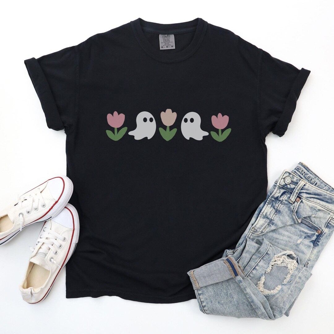 Spooky Spring Shirt Cute Ghost Comfort Colors T-shirt Tulip Ghosty T ...