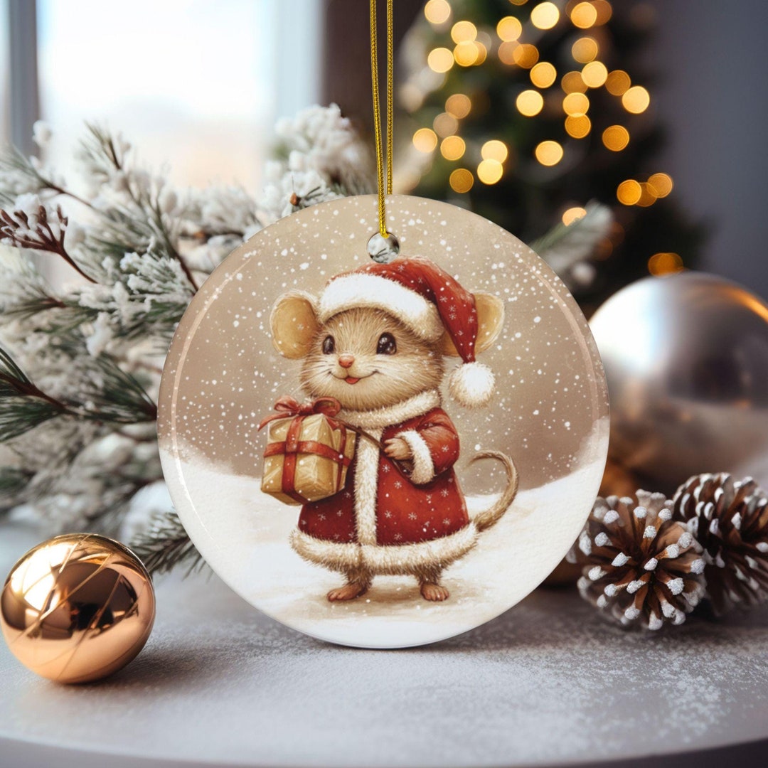 Santa Mouse Christmas Ornament Cute Mice Holiday Ornament Whimsical ...
