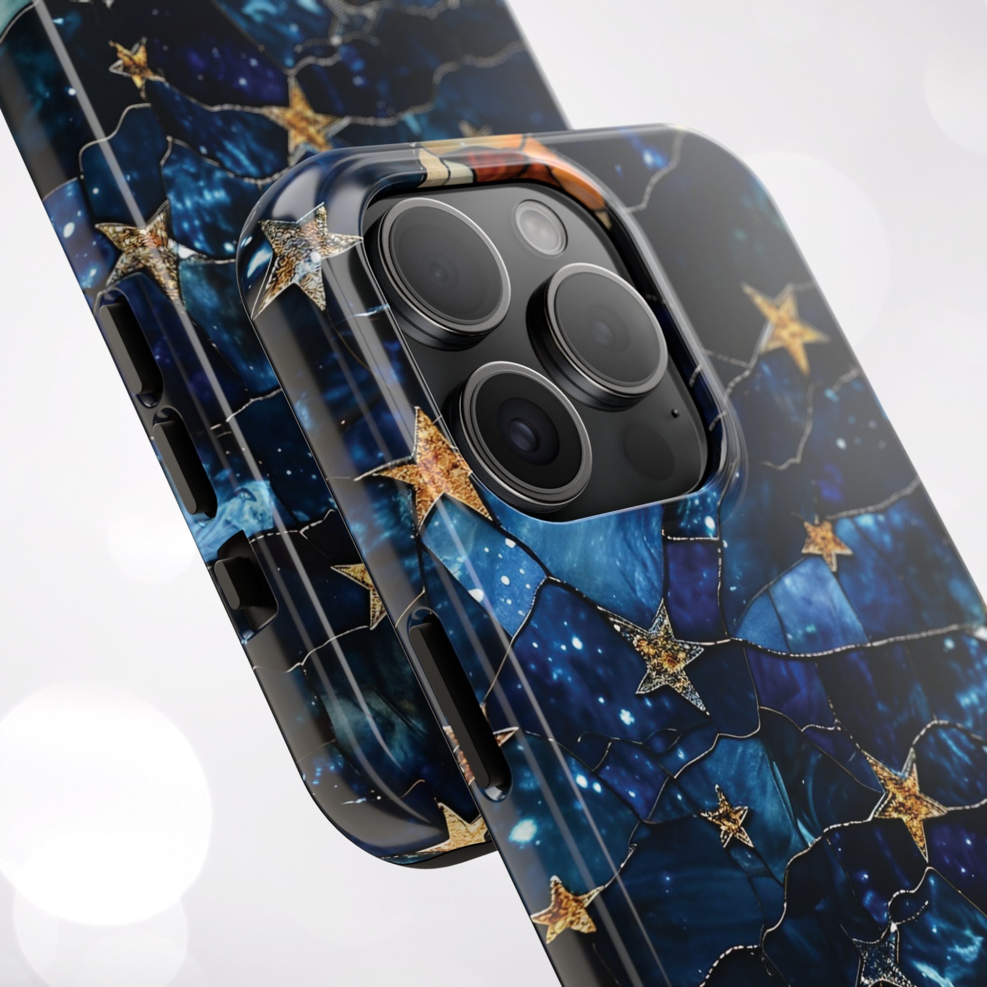 Stars Phone Case Faux Stained Glass, Starry Night Cover, iPhone 11 12 ...