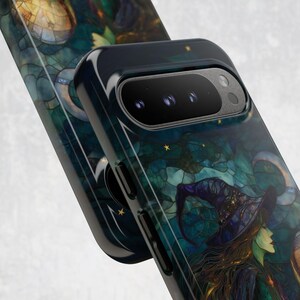 Vintage Witch Halloween Phone Case Witchy Faux Stained Glass Crystal ...