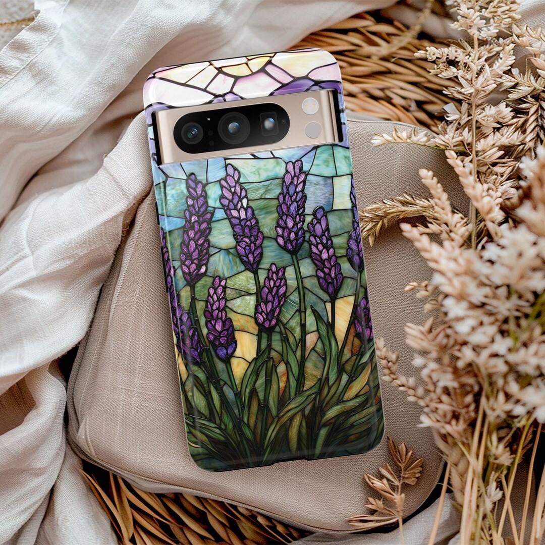 Spring Floral Faux Stained Glass Lavender Garden Phone Cover Flower ...