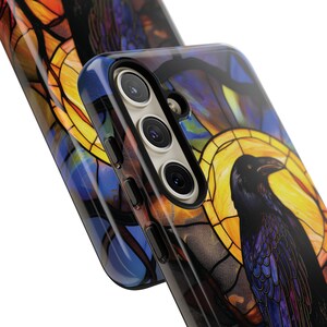 Raven Phone Case Black Bird Cover Faux Stained Glass Esoteric Gift for ...