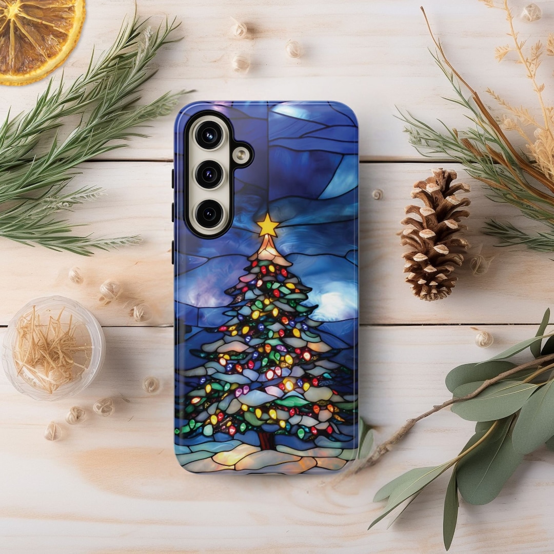 Christmas Phone Case Christmas Tree Faux Stained Glass Colorful Holiday ...