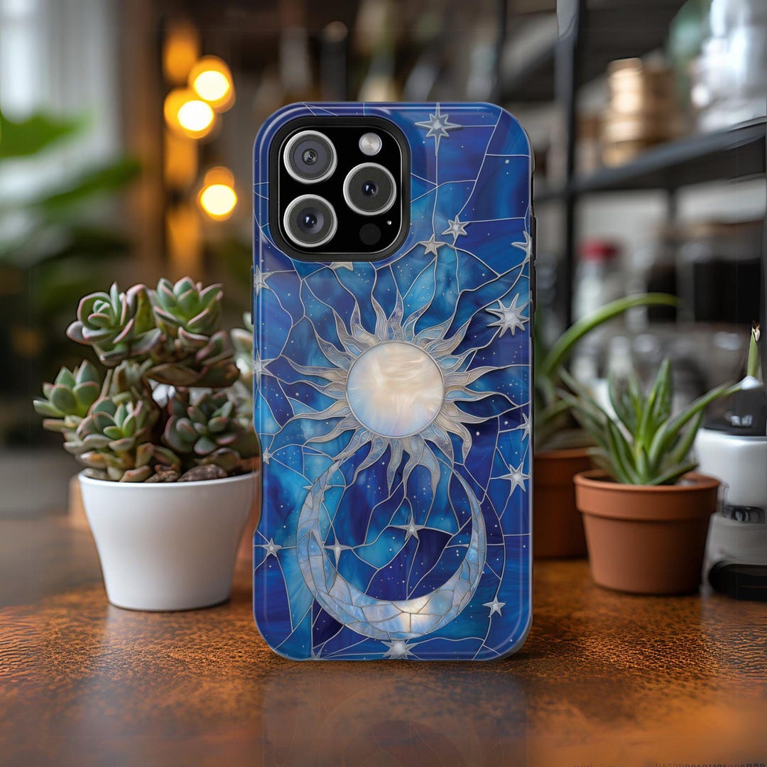 Starry Sky Magsafe Compatible Phone Case Sun Moon Star Faux Stained ...