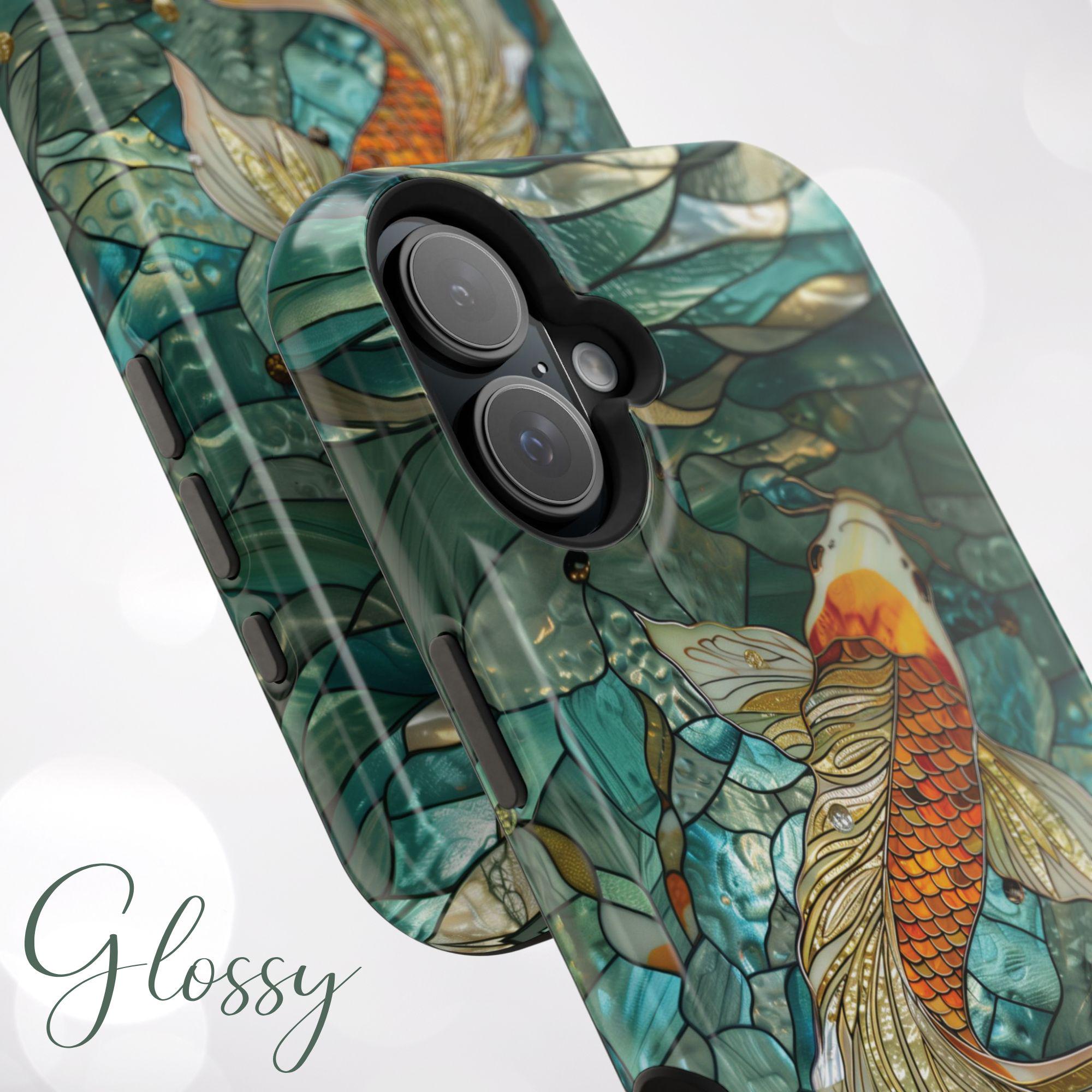 Koi Fish Magsafe Compatible Phone Case Underwater Zen Faux Stained ...