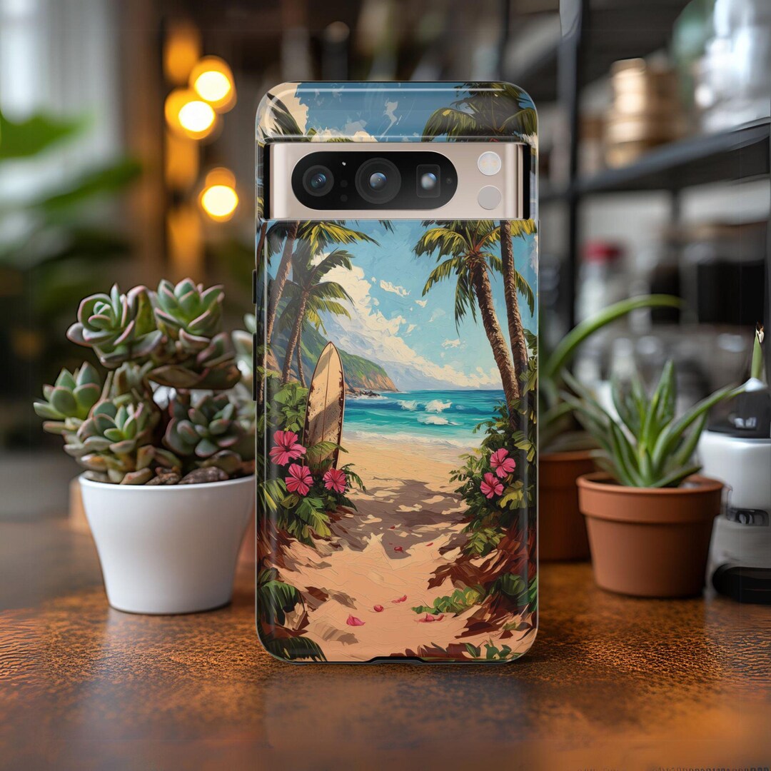 Tropical Phone Case Palm Trees Surfboard Cover Summer Beach Vacation ...