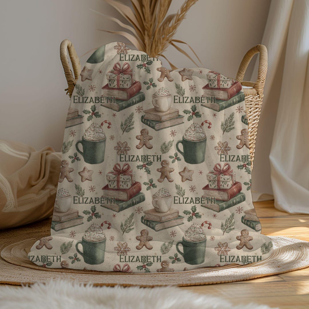 Personalized Christmas Bookish Blanket, Custom Name Book Fleece Throw ...
