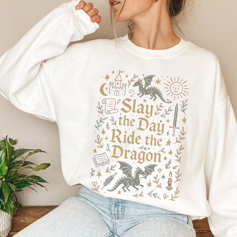 Dragon Sweatshirt Bookish Medieval Fantasy Book Lovers Collage T Shirt ...