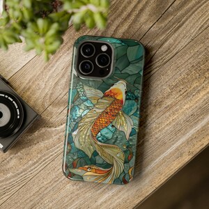 Koi Fish Magsafe Compatible Phone Case Underwater Zen Faux Stained ...