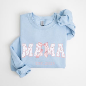 Coquette Mama Sweatshirt Custom Pink Bow Mom Crewneck Personalized ...