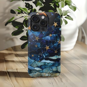 Stars Phone Case Faux Stained Glass, Starry Night Cover, iPhone 11 12 ...