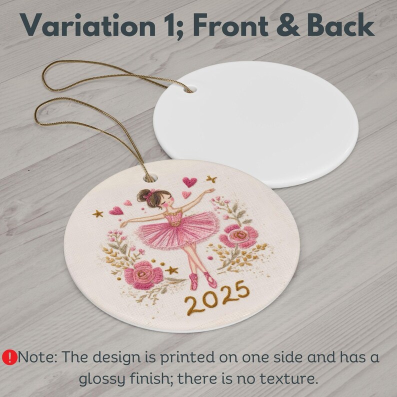 Ballerina Ornament Ballet Recital Faux Embroidery Keepsake 2025 Ceramic ...