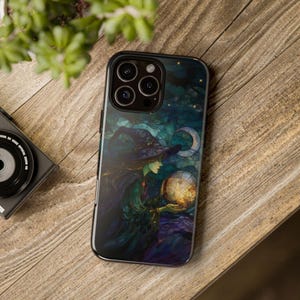 Vintage Witch Halloween Phone Case Witchy Faux Stained Glass Crystal ...