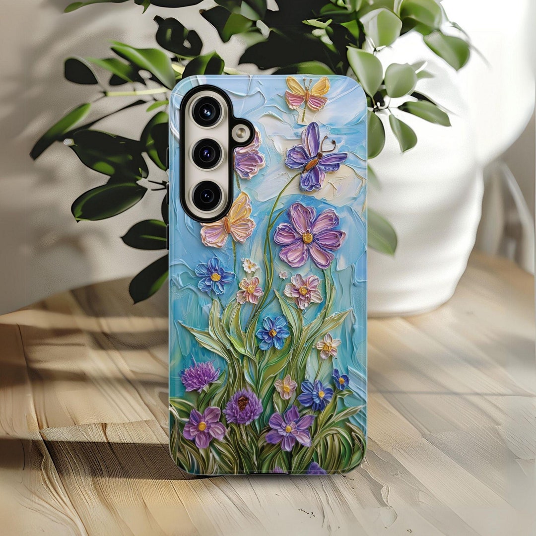 Spring Butterfly Garden Phone Case Pastel Flowers Phone Cover Butterfly ...