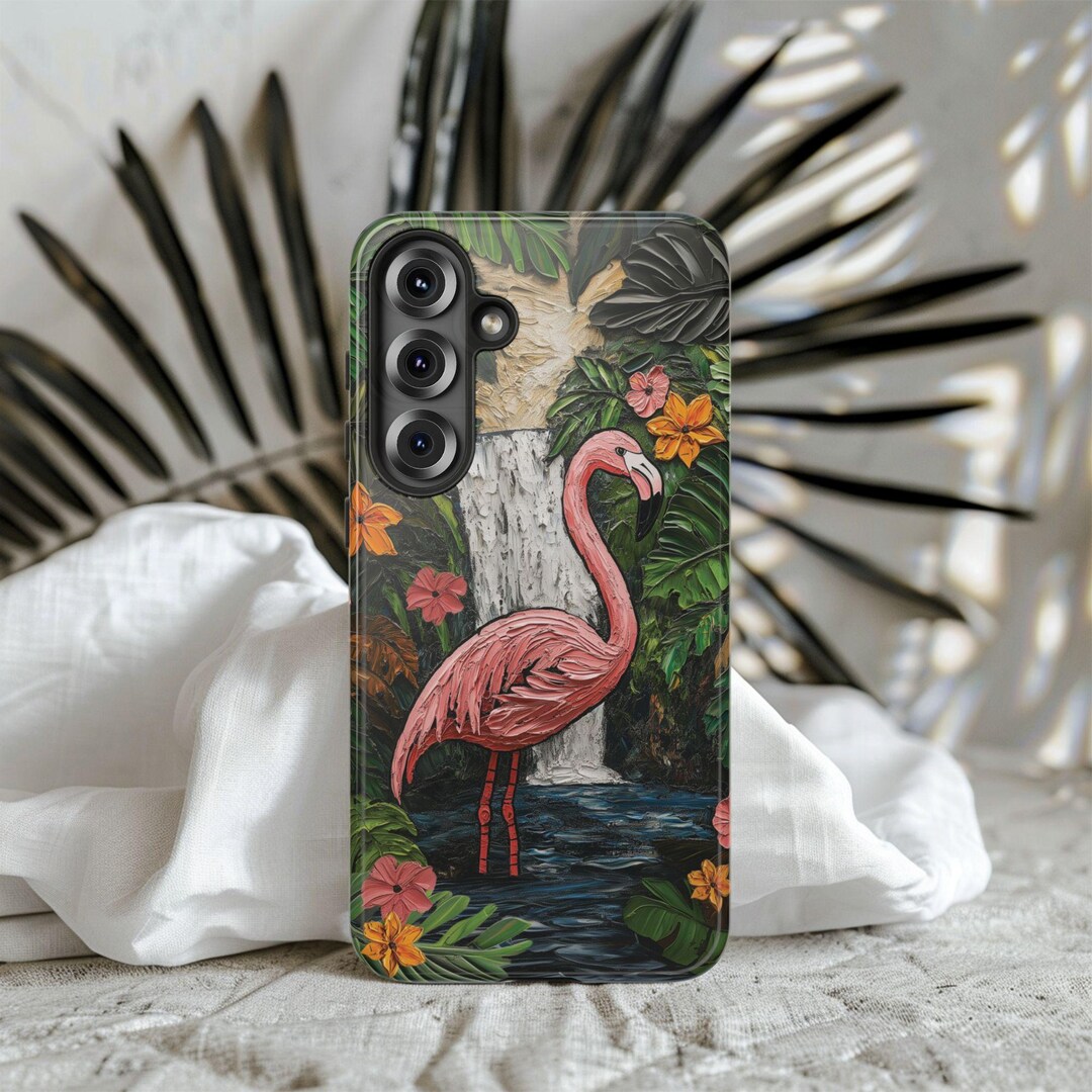 Pink Flamingo Phone Case Tropical Waterfall Phone Cover Summer Beach ...