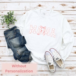 Coquette Mama Sweatshirt Custom Pink Bow Mom Crewneck Personalized ...