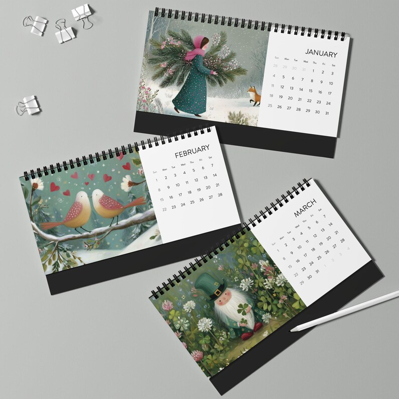 Whimsical Desktop Calendar 2026, Cottagecore Landscape Calendar New ...
