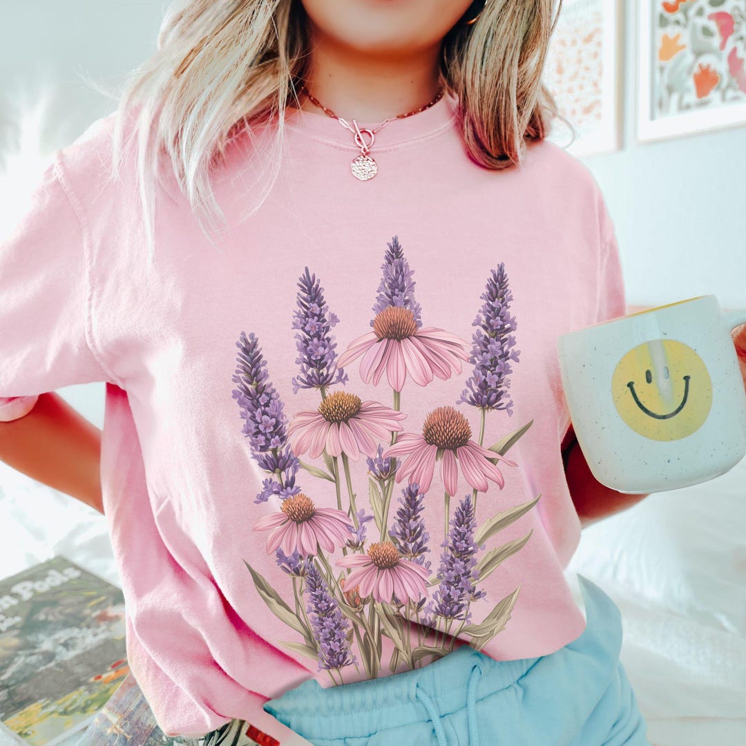 Wildflower Meadow Shirt Coneflower Comfort Colors T-shirt Lavender ...