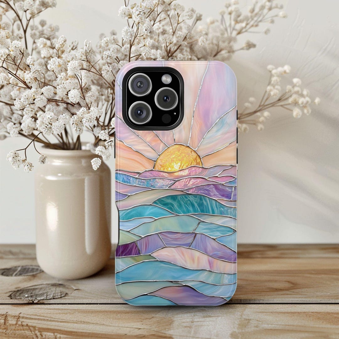 Pastel Beach Sunset Magsafe Compatible Phone Case Ocean Summer Faux ...