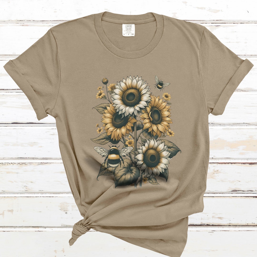 Bee & Sunflower Pollinator Garden Tee, Cottage Garden T-shirt ...