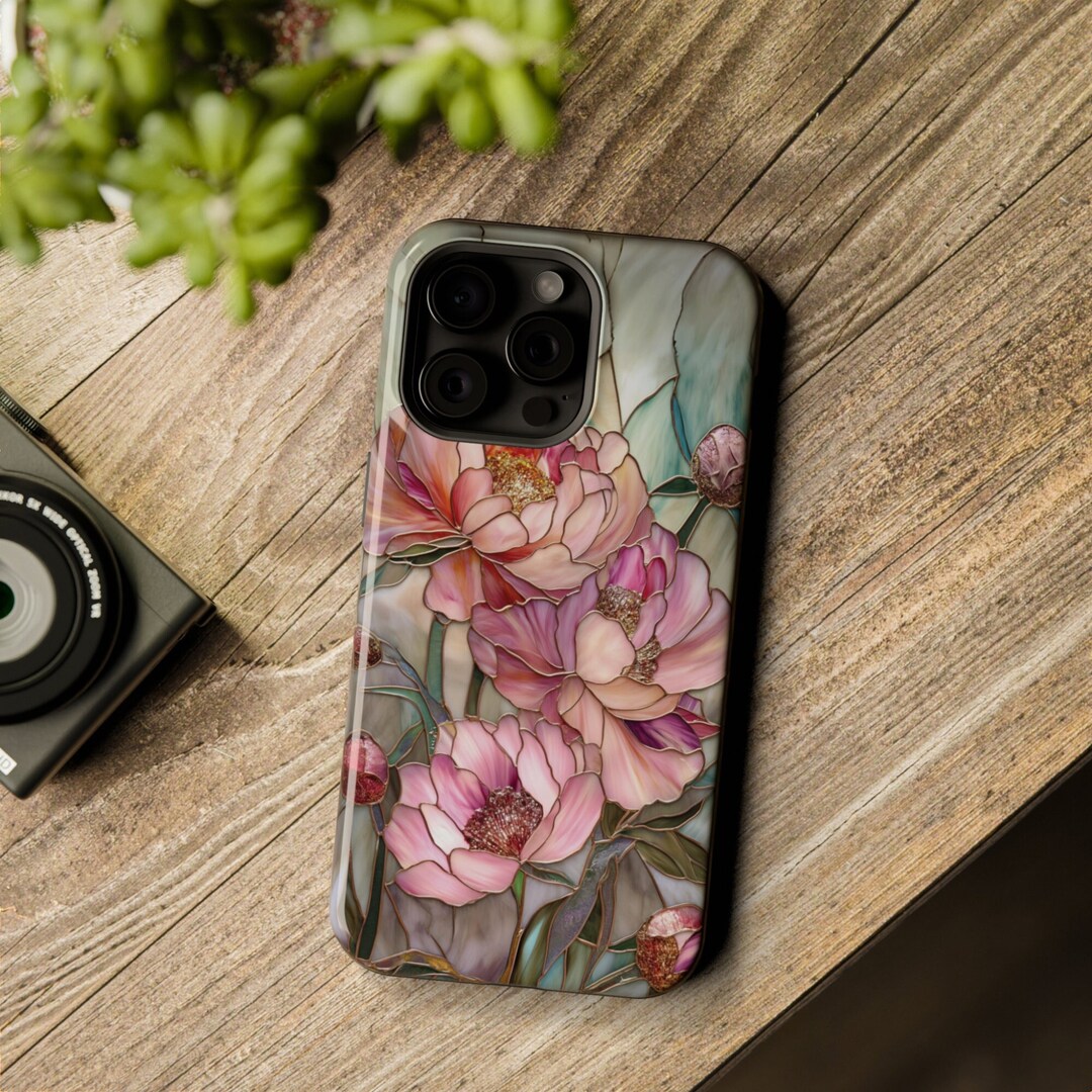 Flower Phone Case Faux Stained Glass, Spring Floral Phone Cover Magsafe ...