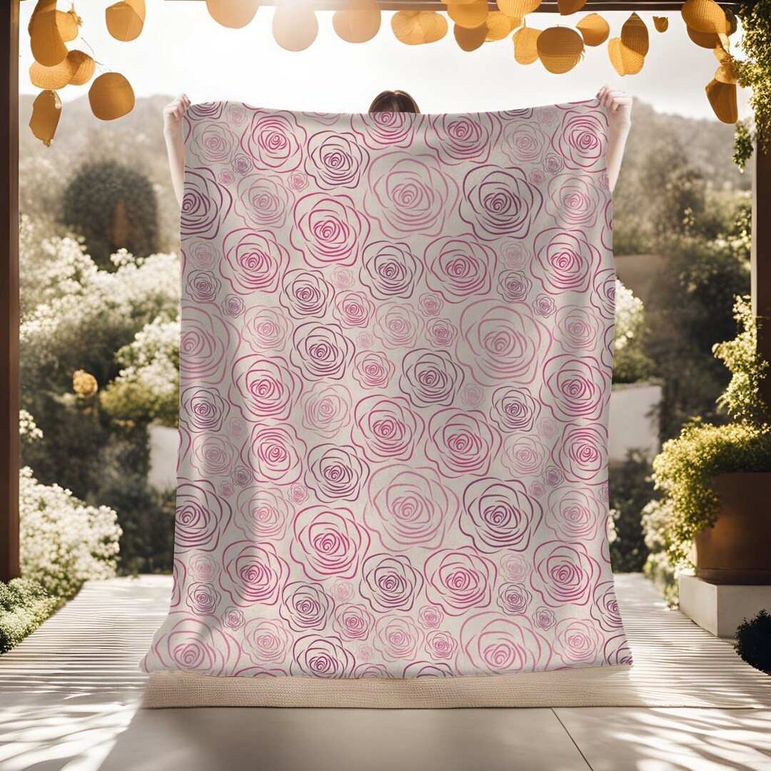Valentines Blanket, Pink Roses Throw, Pink and Purple Flowers Blanket ...