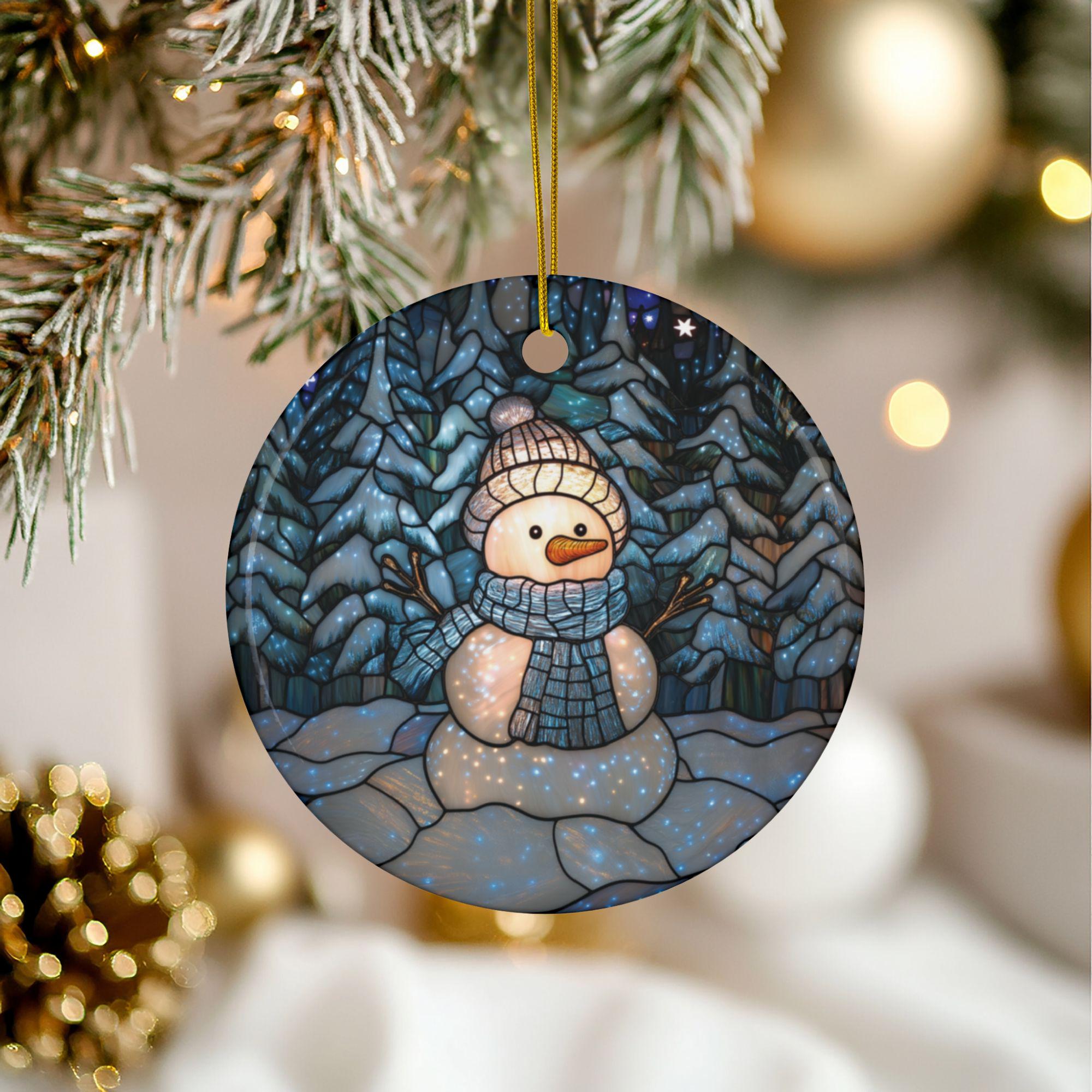 Snowman Christmas Ornament Blue Christmas Tree Decor Winter Wonderland ...