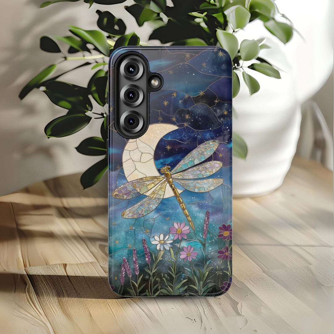 Pastel Dragonfly Faux Stained Glass Phone Case Celestial Dragonflies ...
