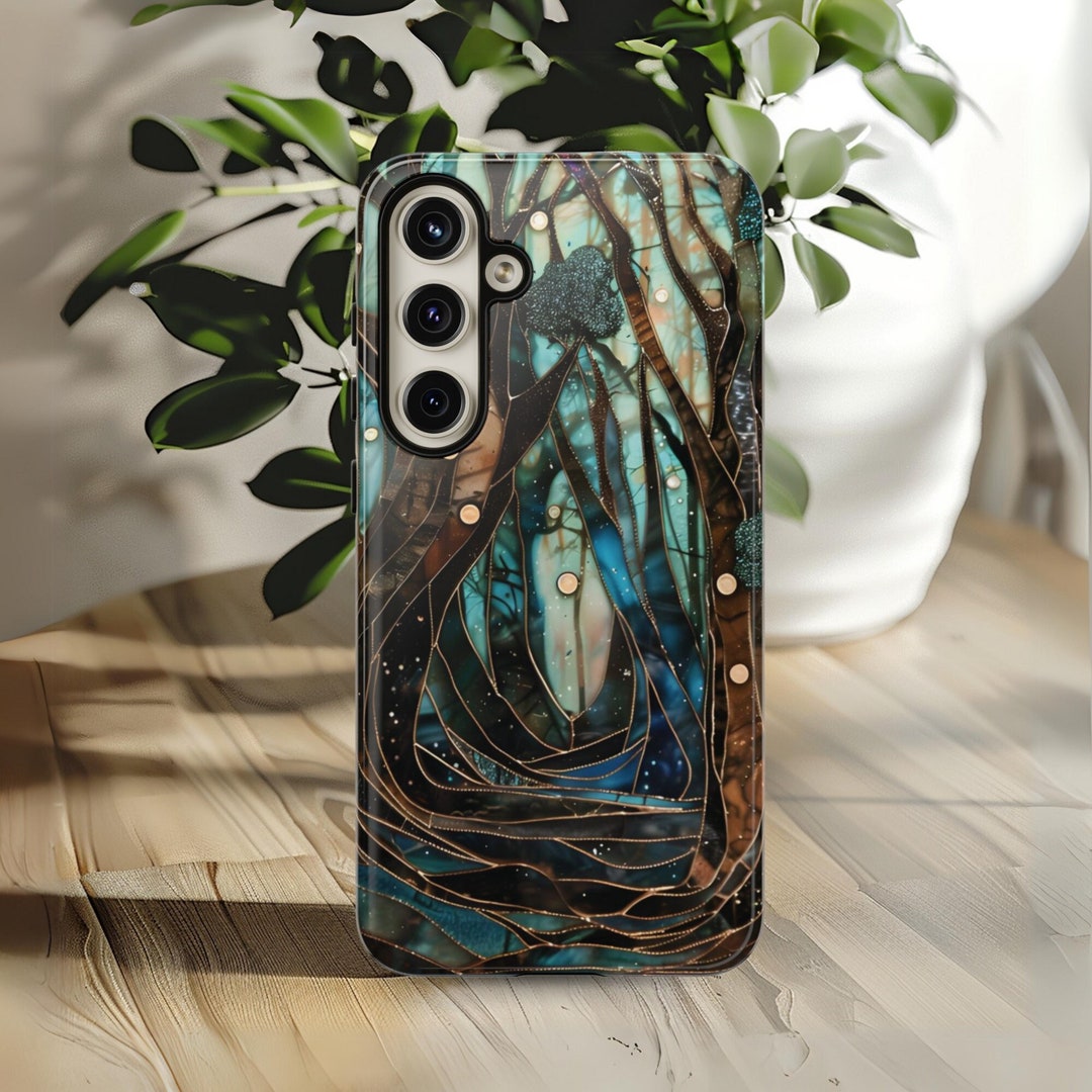 Forest Phone Case Enchanted Woods Cover Faux Stained Glass Magical ...